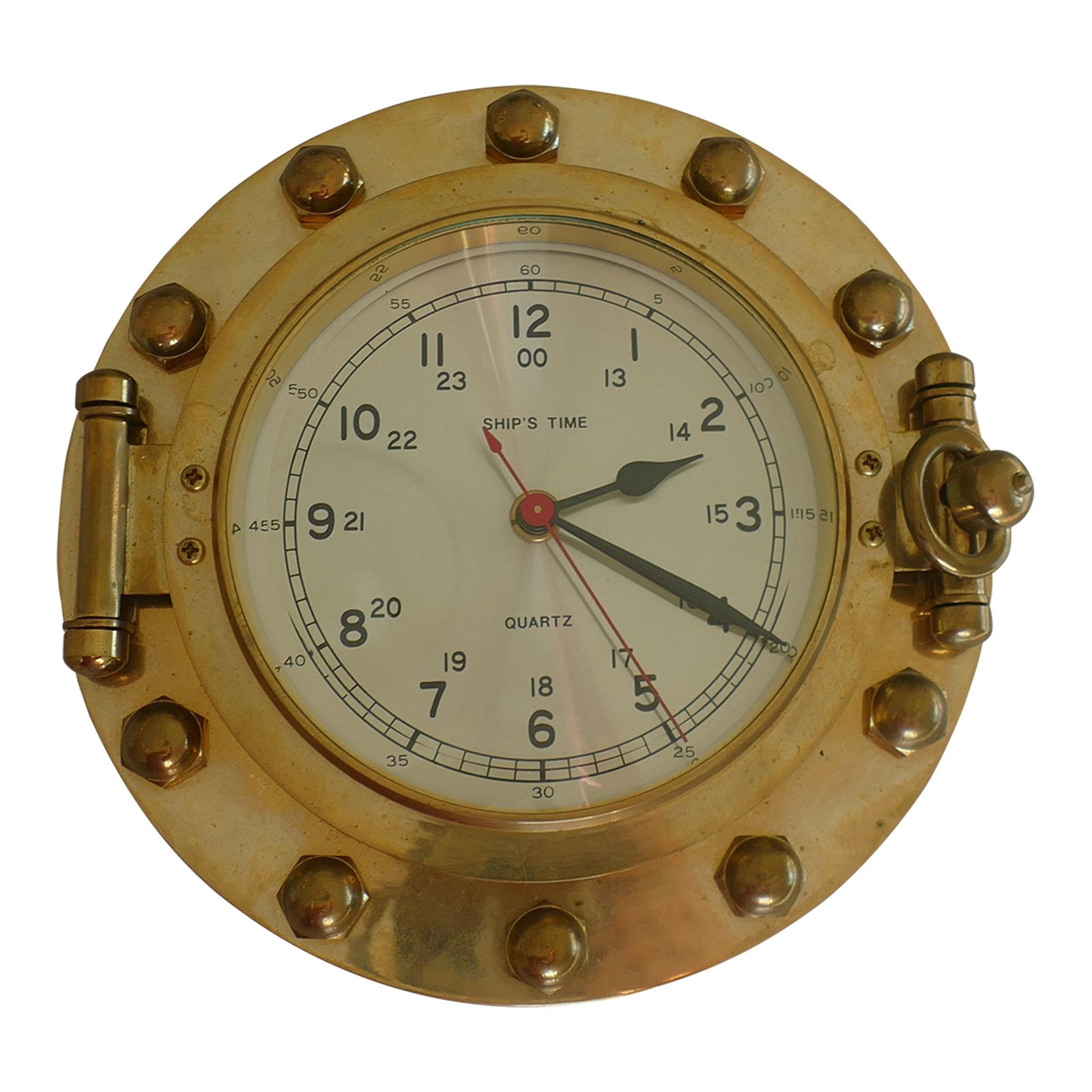Vintage Brass Ships Porthole Wall Clock | Chairish
