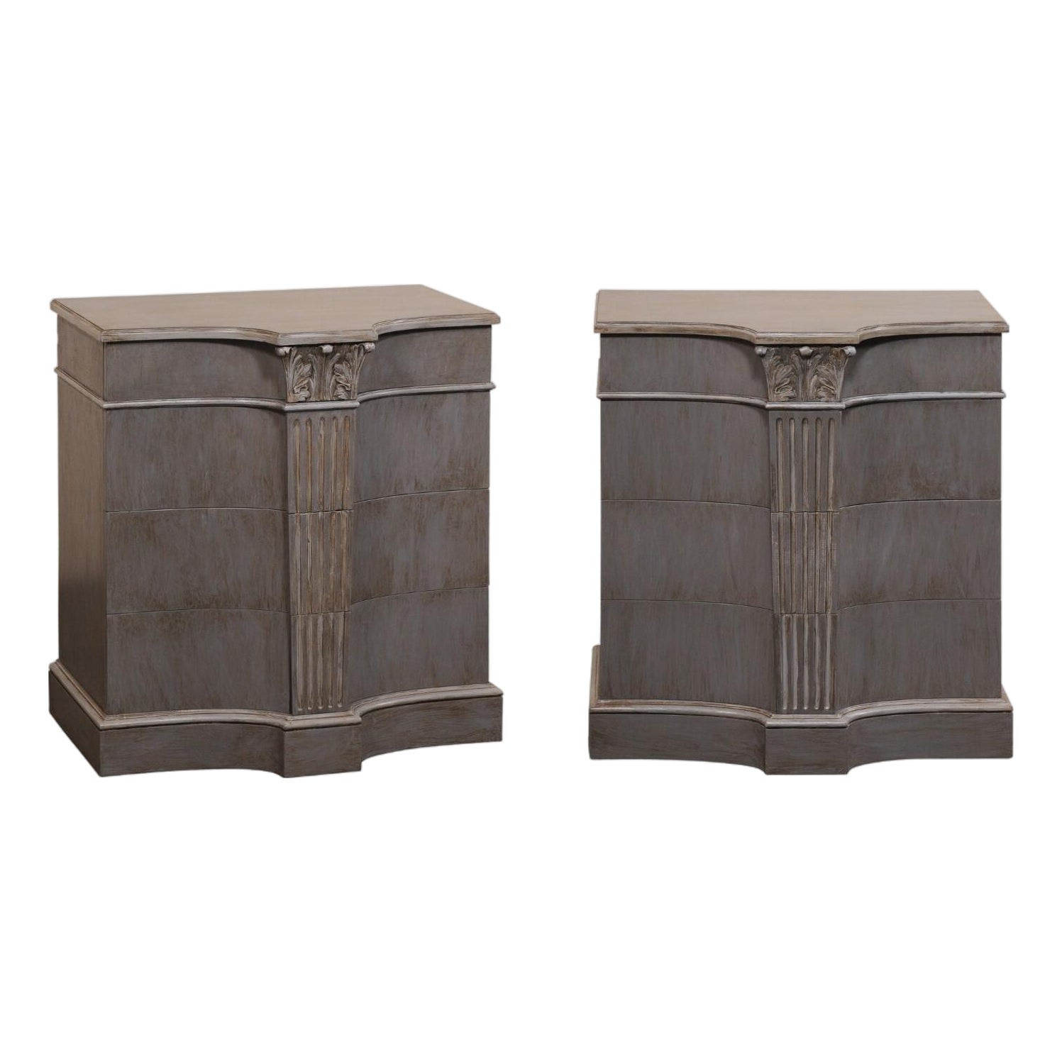 French Mid 20th Century "Fluted Column" Chests - A Pair | Chairish