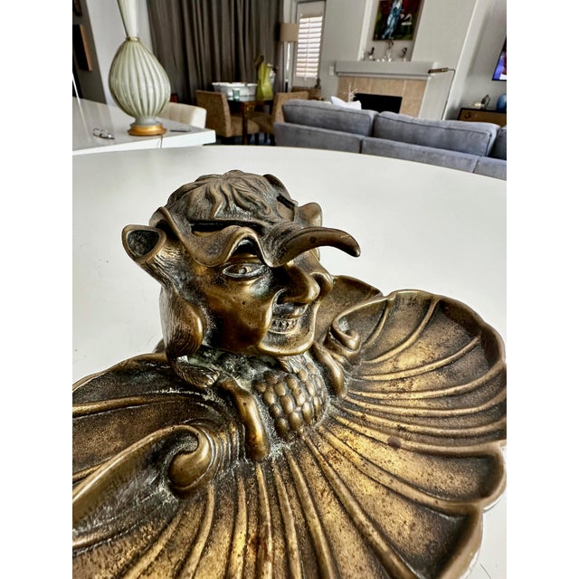 English Late 19th Century Bronze Gargoyle Shell Inkwell | Chairish