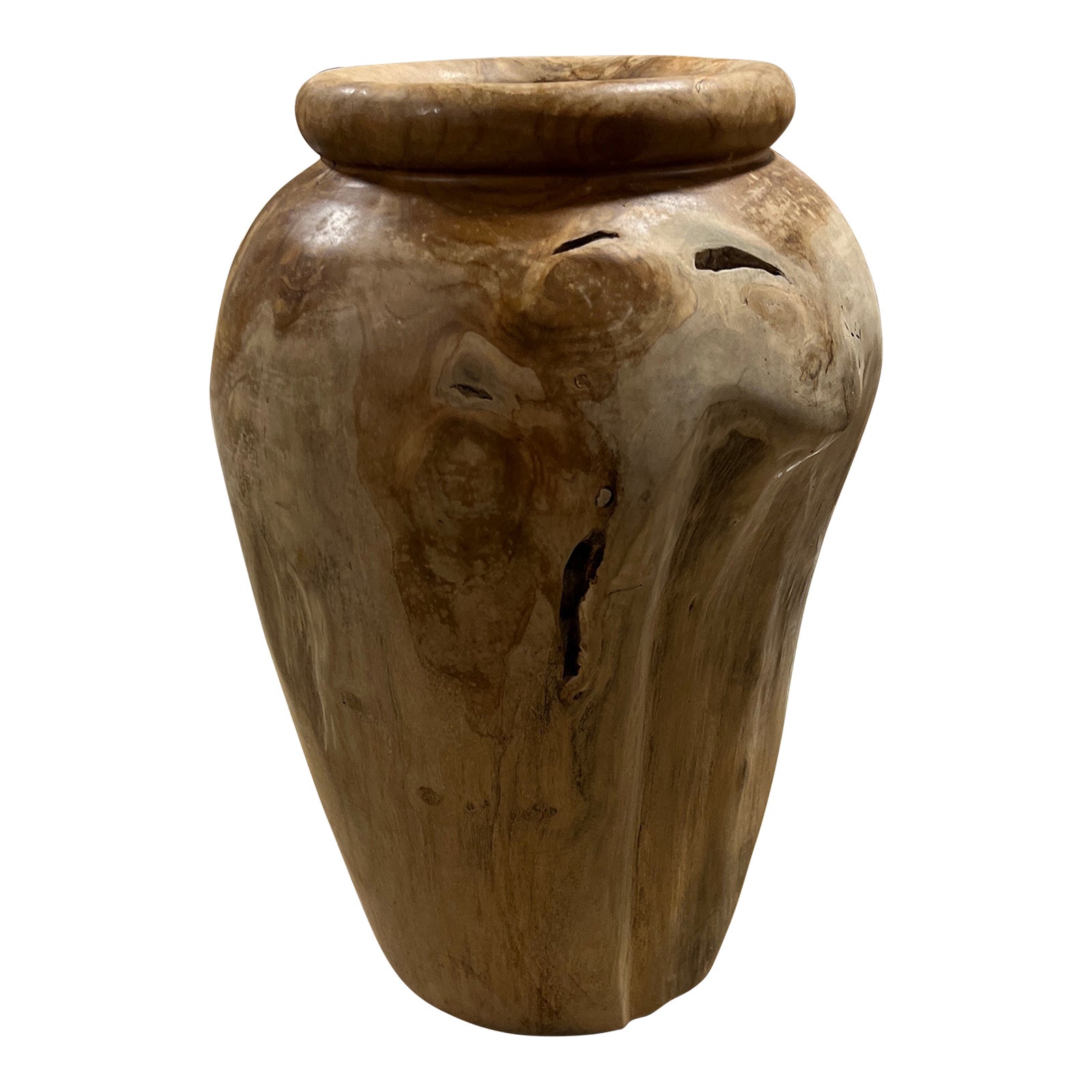Organic Modern Teak Wood Vase | Chairish