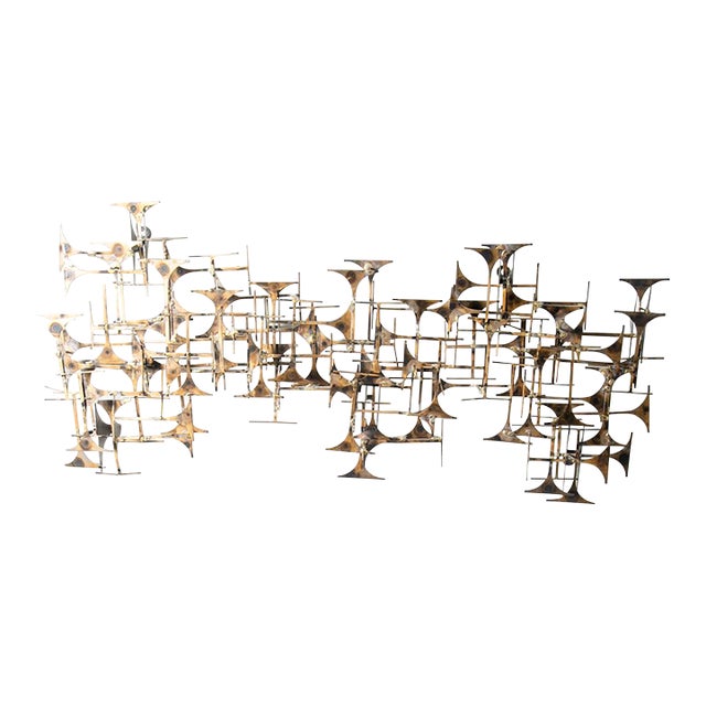 Mid Century Modern Gilded Metal Wall Sculpture Abstract Original Marc ...