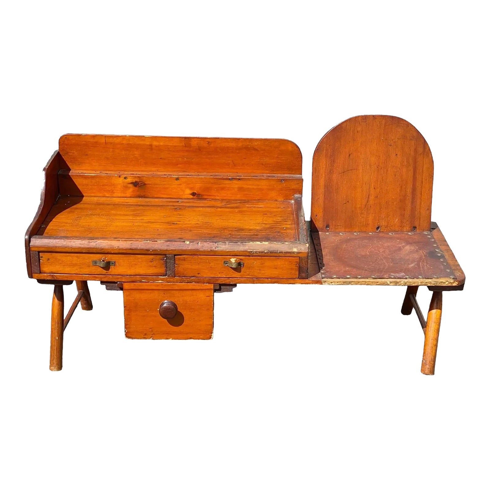Early 19th Century Antique Country Primitive Pine Cobblers Bench ...
