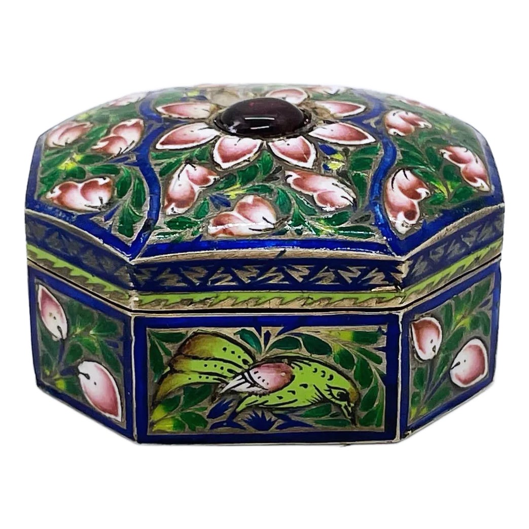 Late 19th Century Antique Indian Snuff Box Sterling Silver Vermeil and ...