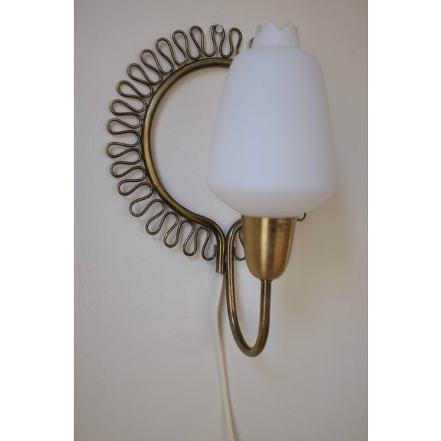 1950s Brass and Glass Wall Light | Chairish