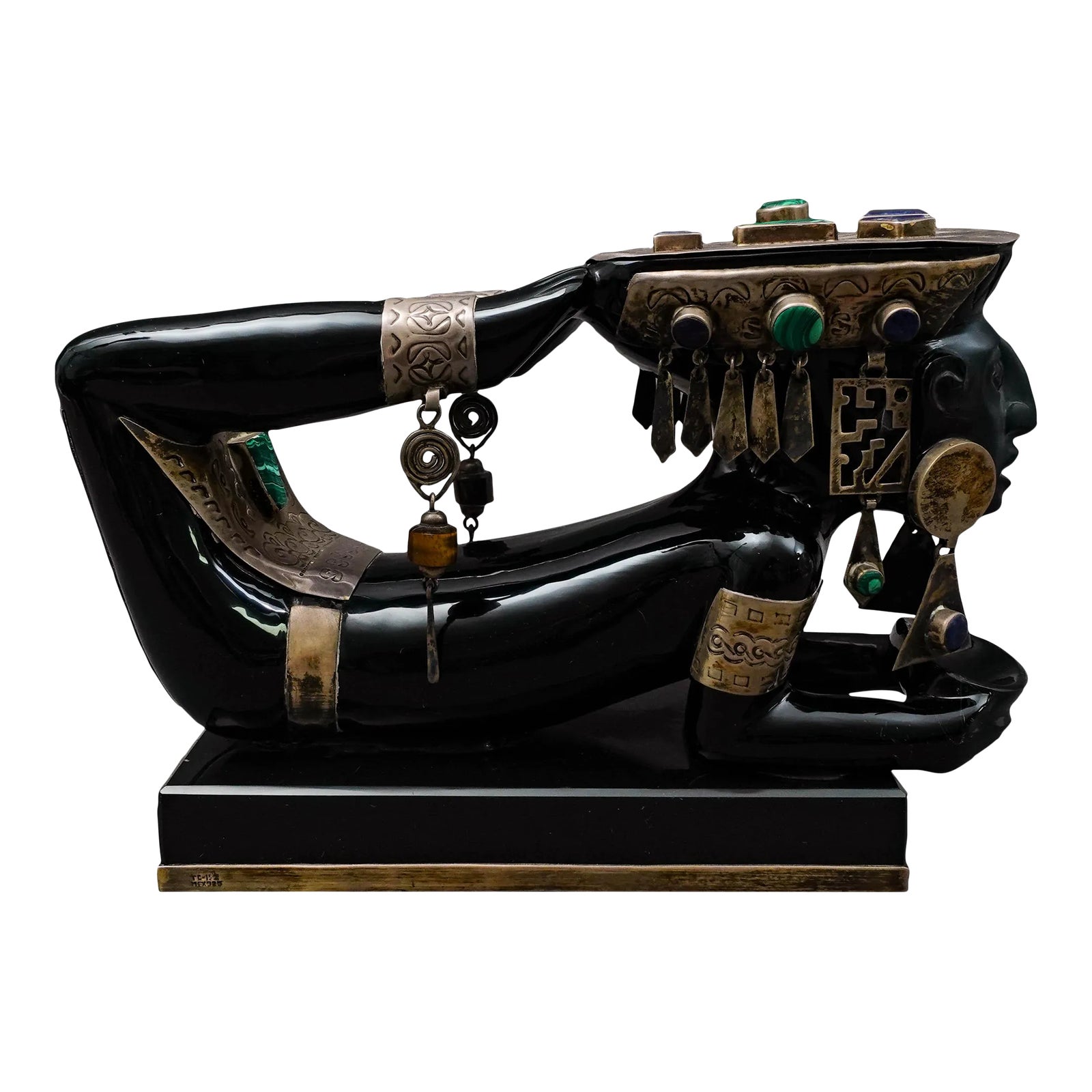 Mid 20th Century Obsidian Sterling Malachite Lapis Tiger Eye ...