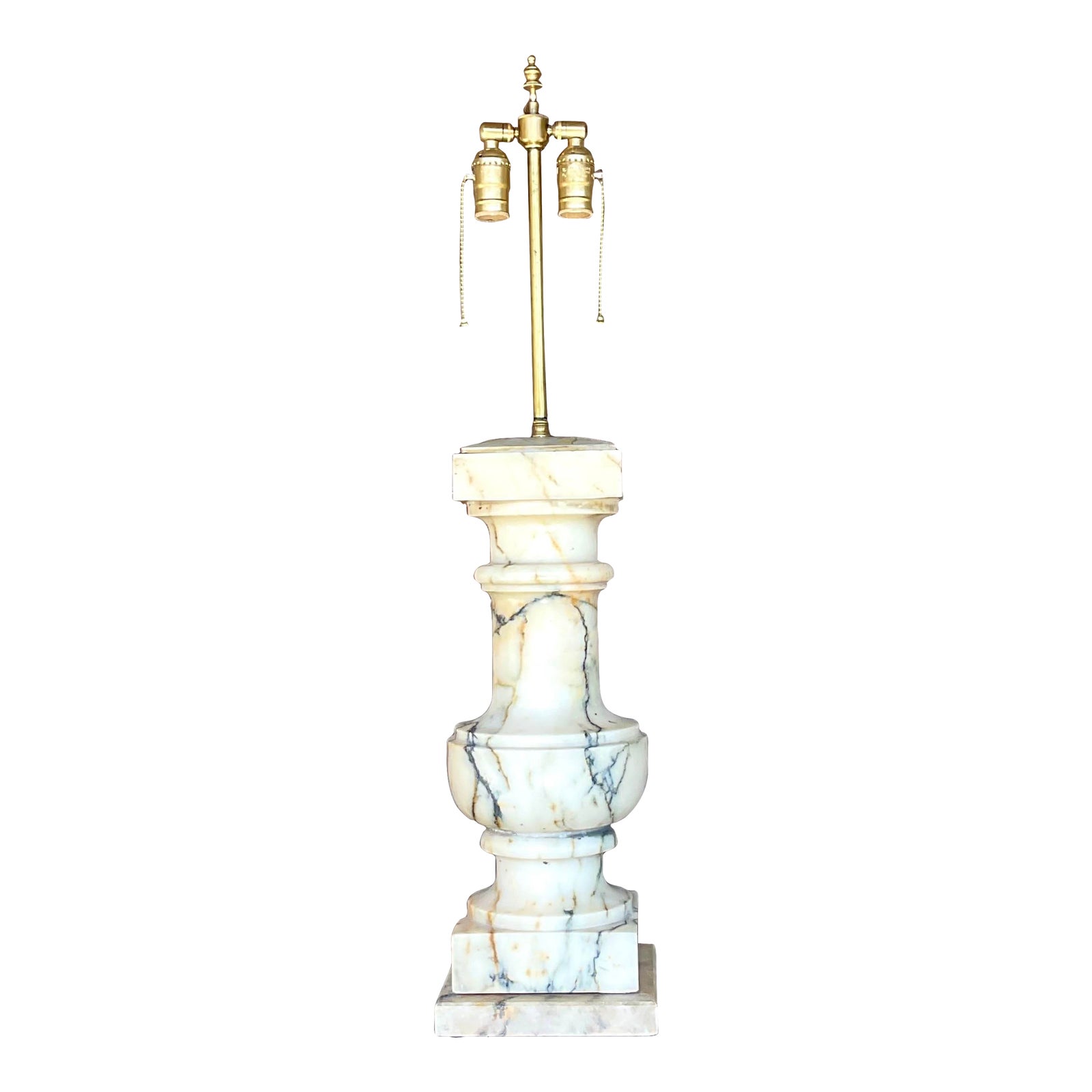 Vintage Regency Solid Marble Balustrade Lamp | Chairish
