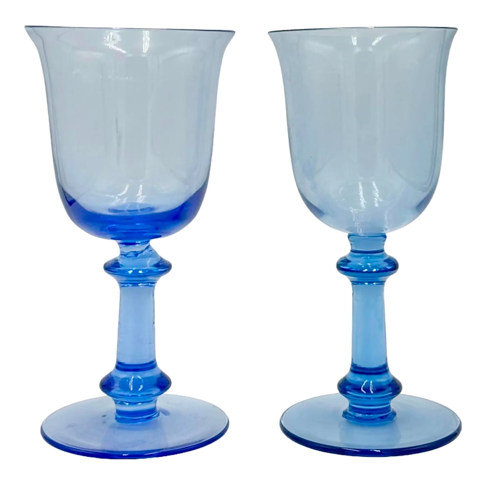 Pair of Vintage Dansk Mesa Blue Water Wine Goblets Cocktail Glasses ...