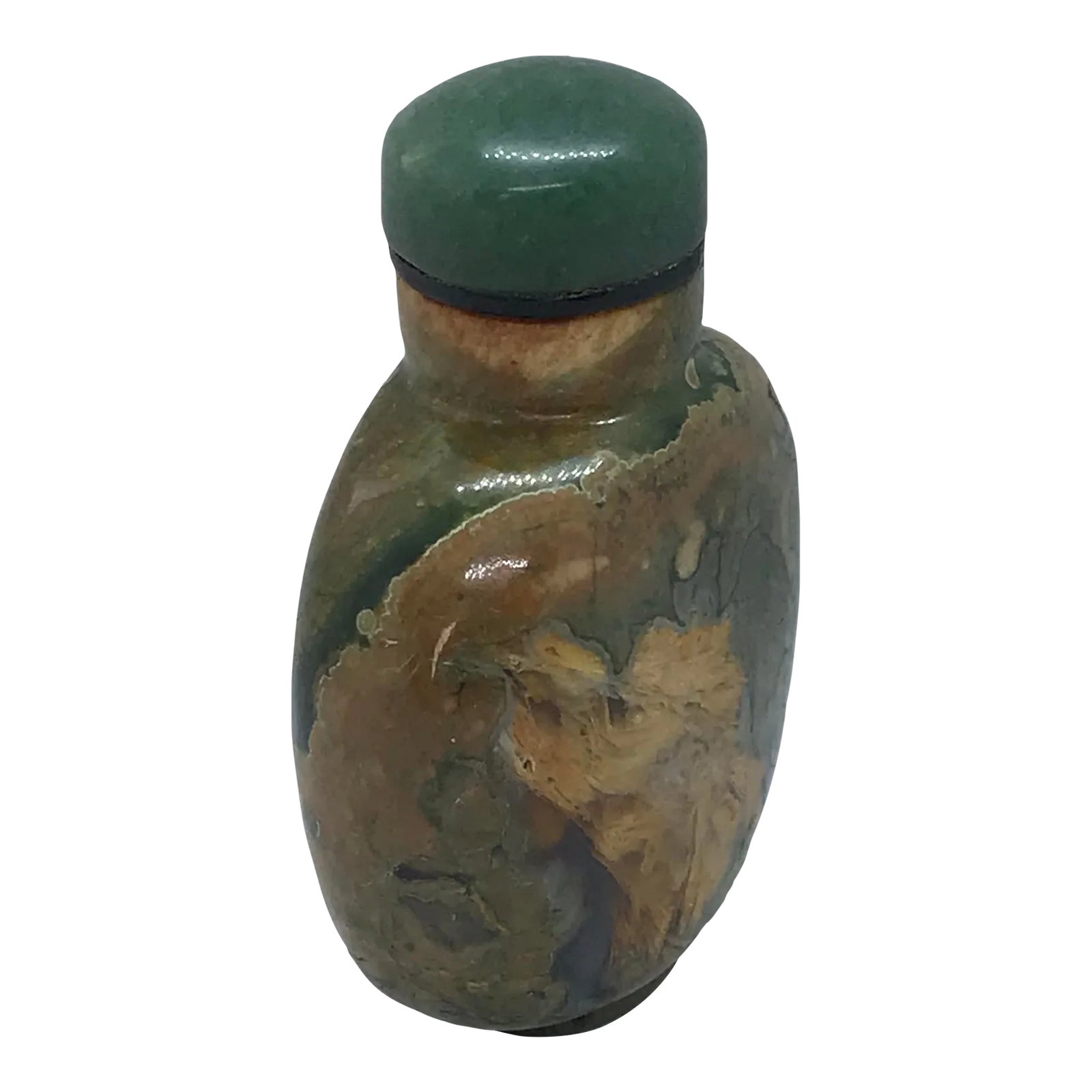 Vintage 1970s Green Picture Jasper Snuff Bottle | Chairish