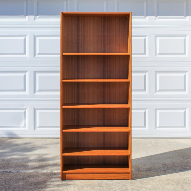 1970s Vintage Danish Modern Teak Veneer Book Shelf Bookcase | Chairish
