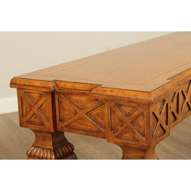 French Neoclassical Style Long Carved Wood Console | Chairish