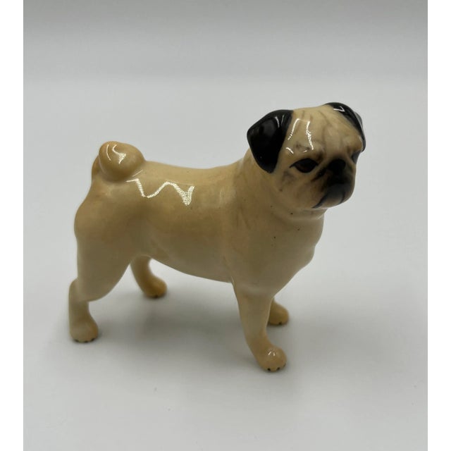 Vintage Mid-Century Beswick Porcelain Pug Dog Figurine | Chairish