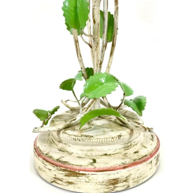 Vintage Metal Floral Lamp With Matching Shade | Chairish