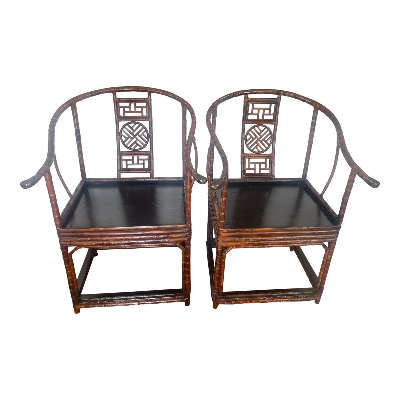 19Th C. Pair Qing Dynasty Chinese Bamboo Chairs | Chairish
