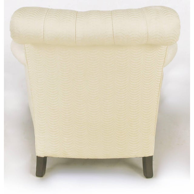 Ivory Silk Blend Button Tufted Rolled Back Lounge Chairs - a Pair ...