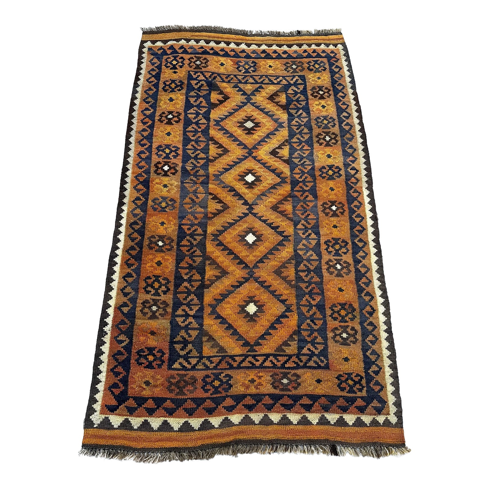 1970s Afghan Flat Weave Tribal Turkmen Kilim Rug | Chairish