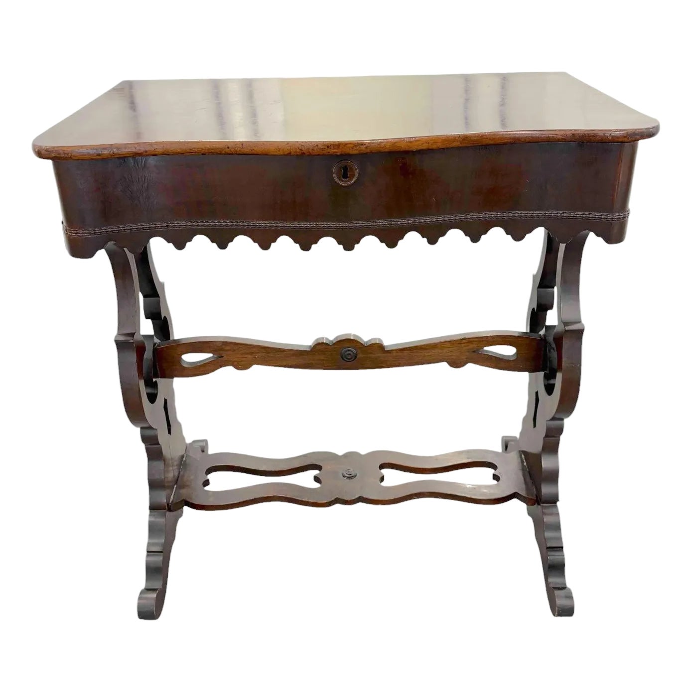 Walnut Victorian Parlor Side Table With Drawer | Chairish