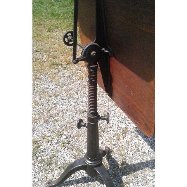 Antique Industrial Drafting Table or Artist Easel With Cast Iron Base ...