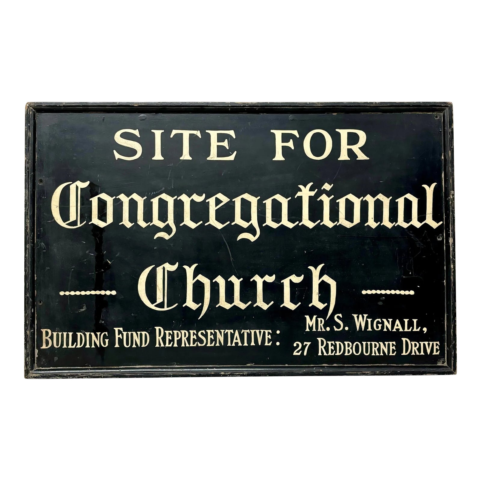 Antique English Hand Painted Wooden Sign | Chairish