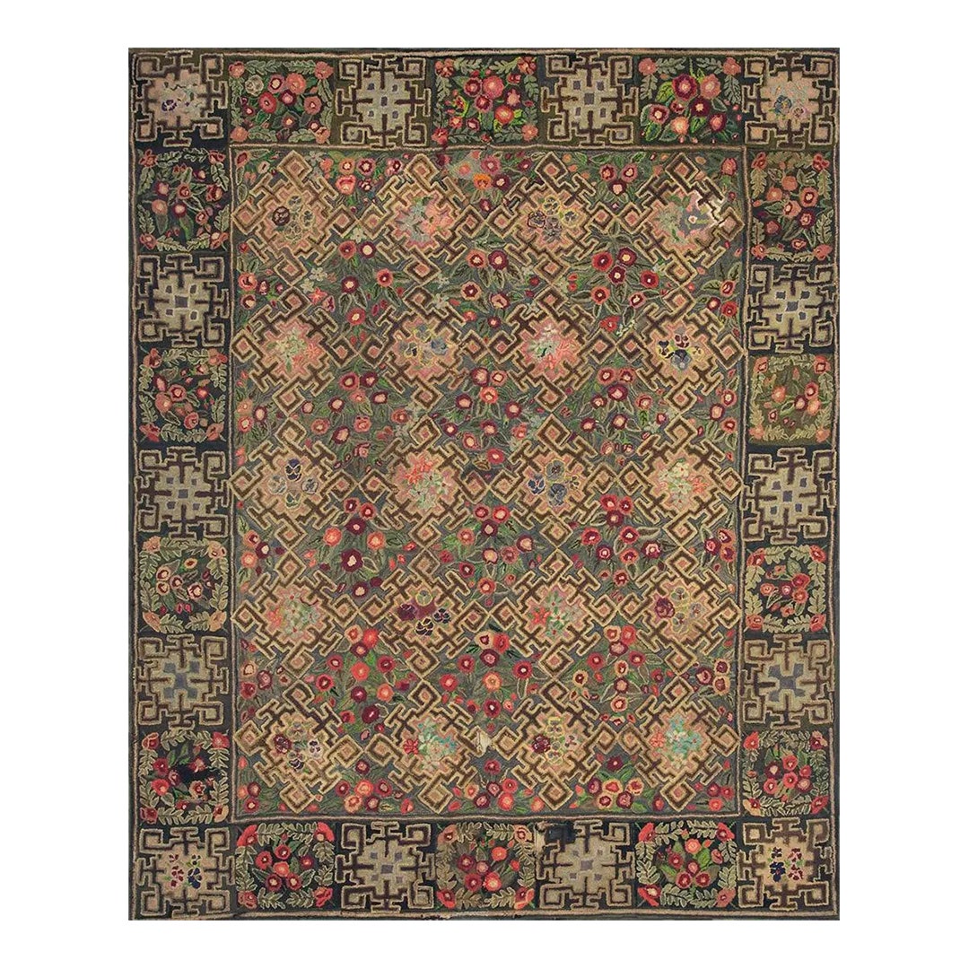 Early 20th Century American Hooked Rug | Chairish