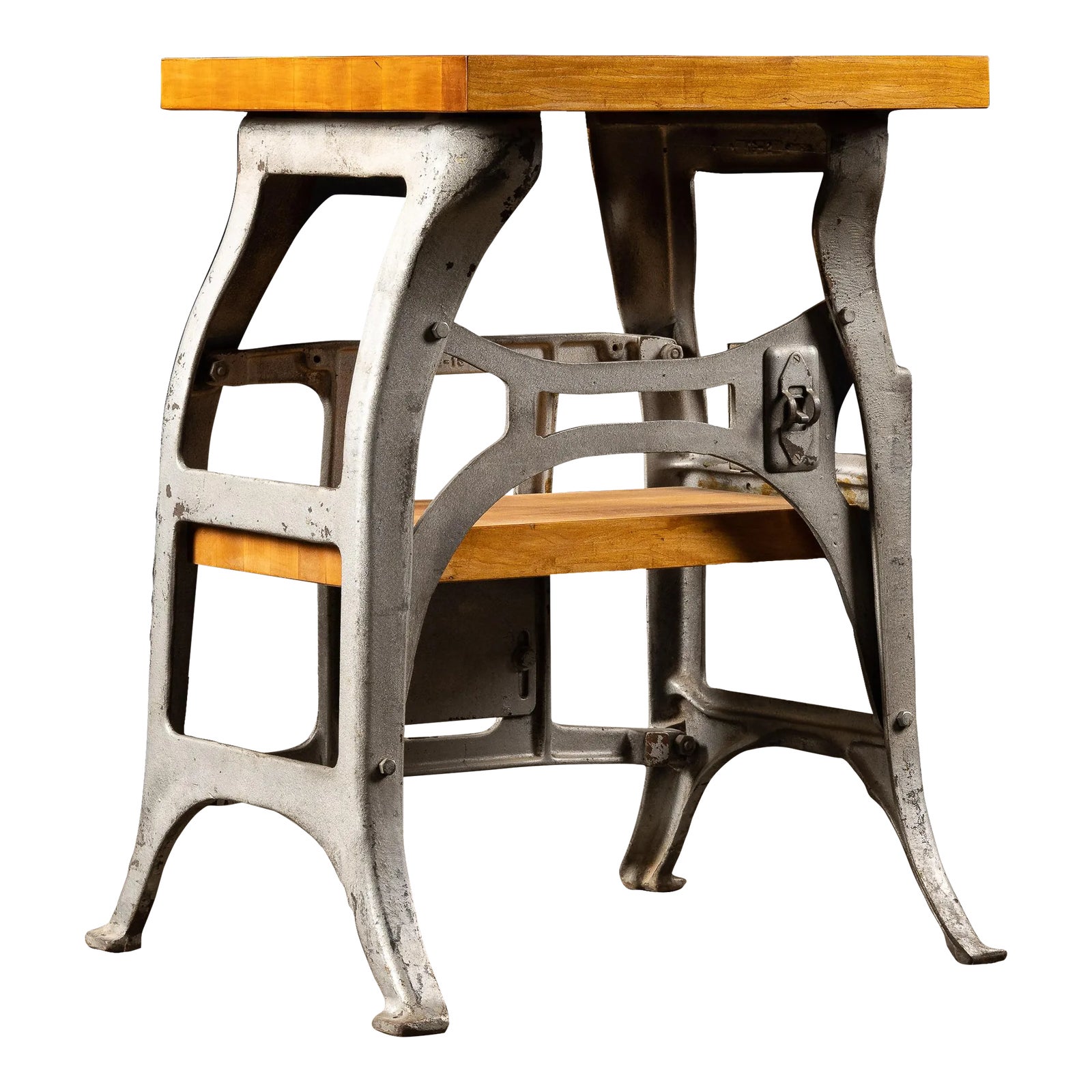 1950s Vintage Industrial Cast Iron Base Workbench | Chairish
