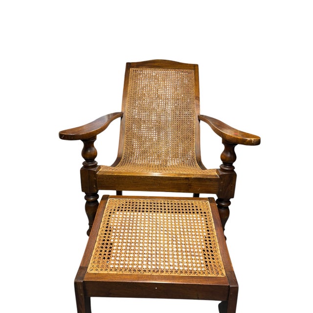 Early 1900’s Anglo British Plantation Chair & Stool | Chairish