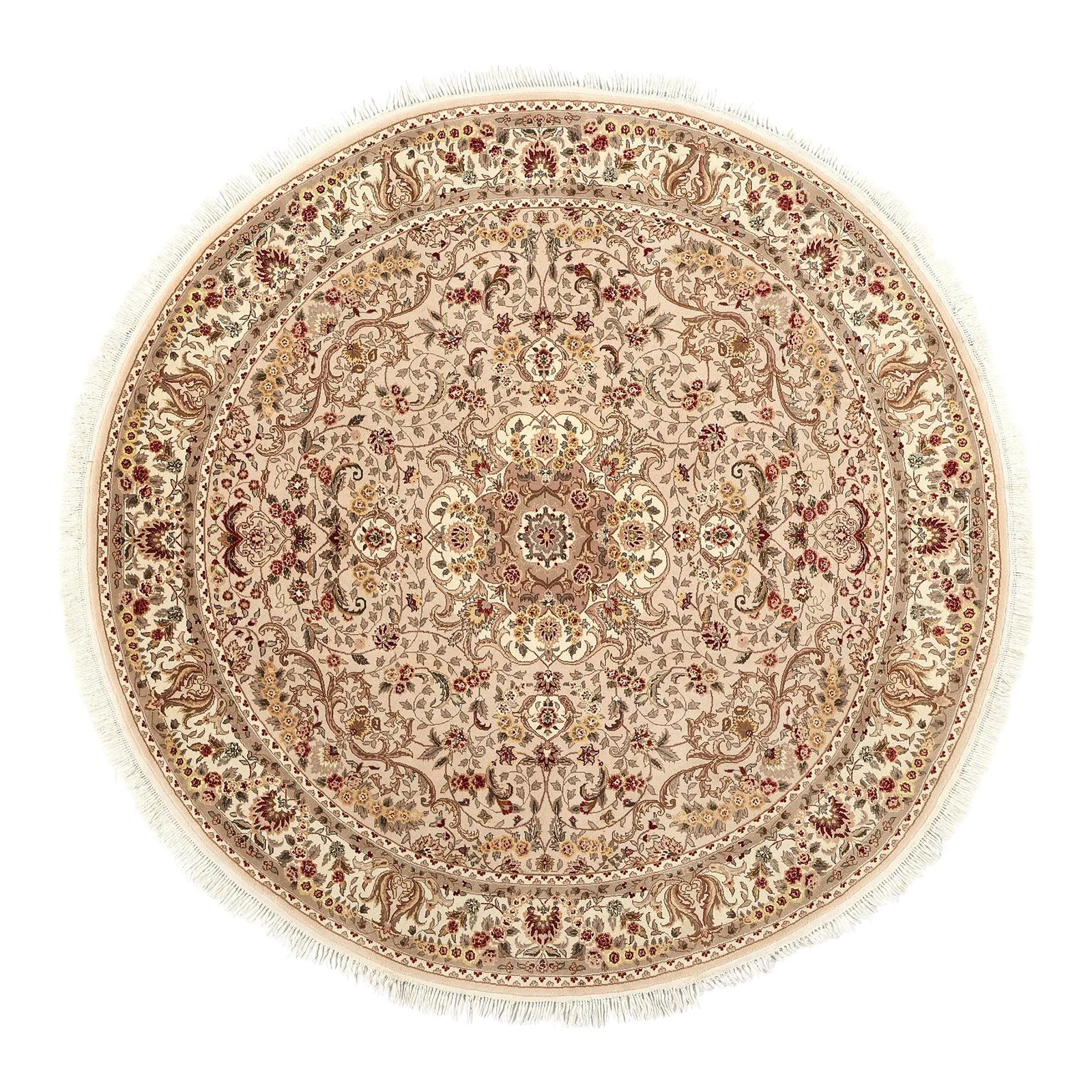 Vintage Wool-Silk Round Area Rug - 08'02 X 08'02 | Chairish