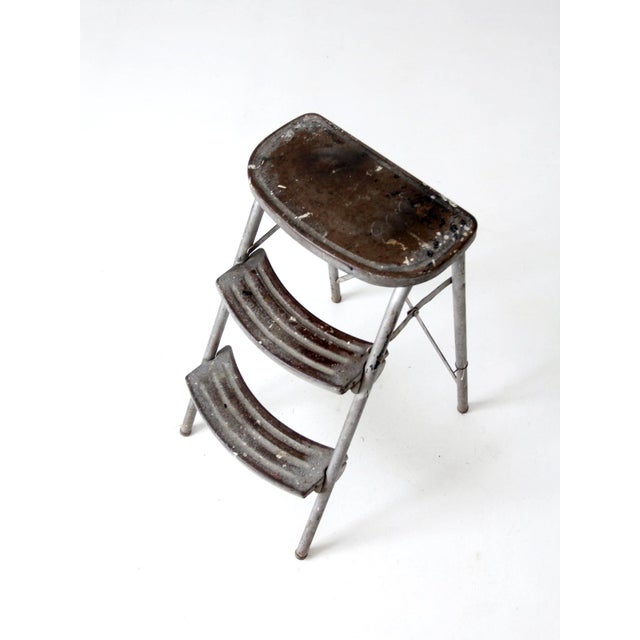 Vintage Metal Folding Step Ladder | Chairish