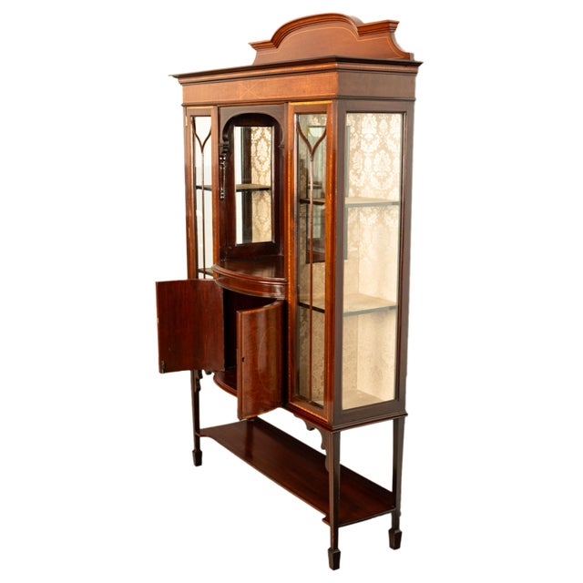 Antique Sheraton Regency Revival Inlaid Mahogany Display Case China ...