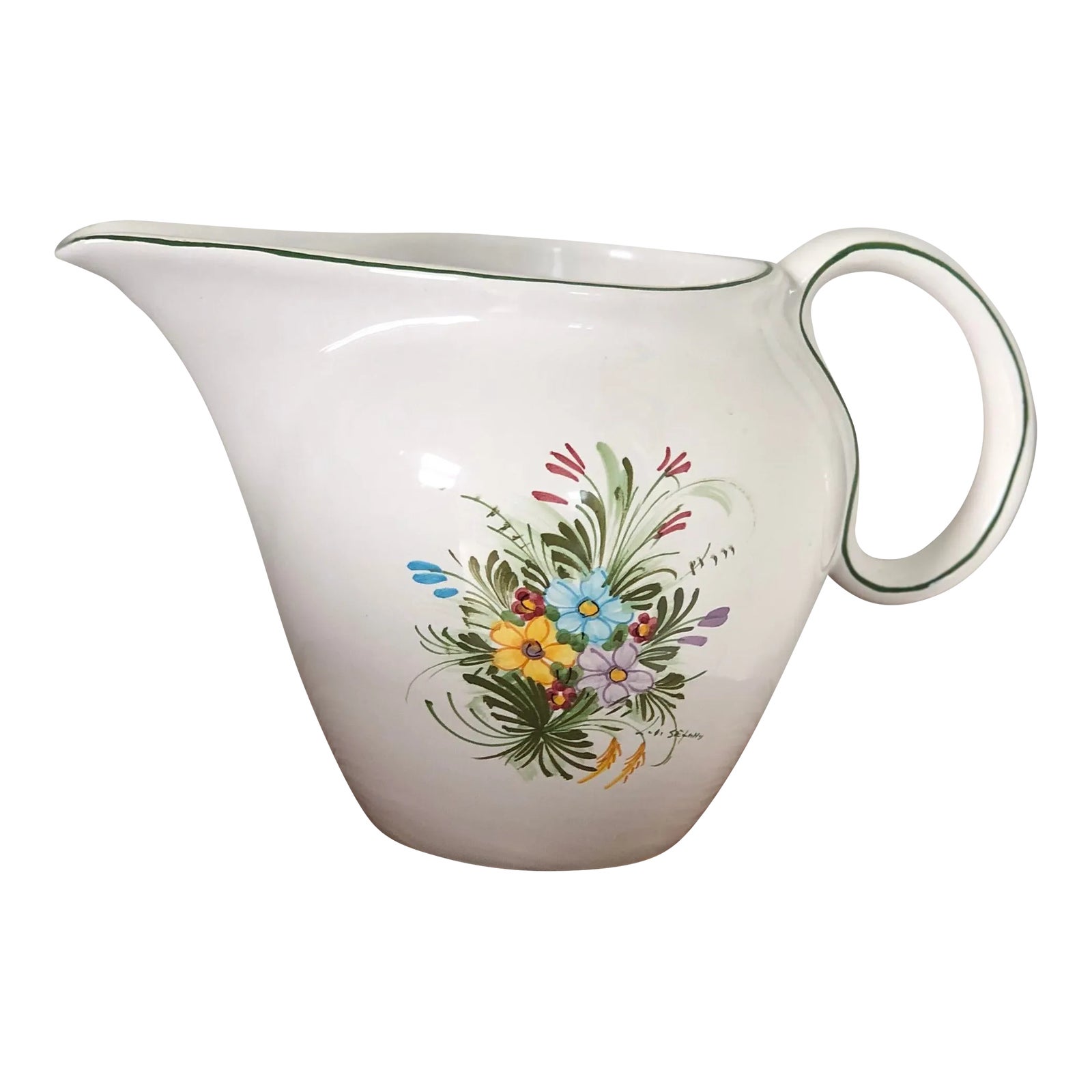 Vintage Lina Di Stefano Italian Hand-Painted Floral Pitcher-Signed ...