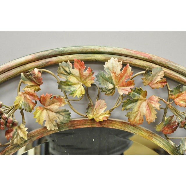 Vintage Italian Hollywood Regency Grapevine Maple Leaf 38" Round Glass ...