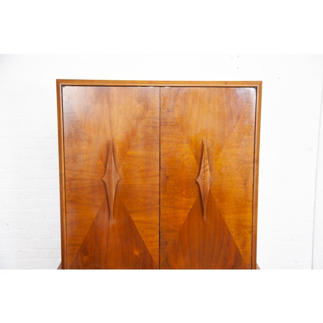 1960s Vintage Tall Walnut Sculptural Brutalist Style Highboy Wardrobe ...