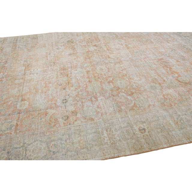 Antique Persian Mahal Handmade Shabby Chic Rust Wool Rug With Allover ...