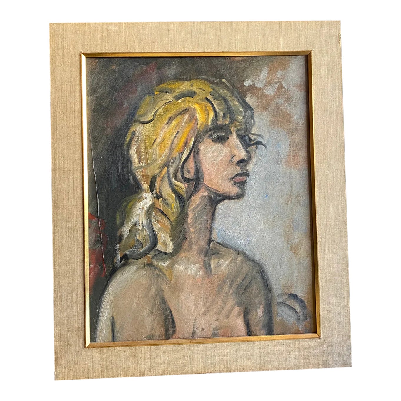 Vintage Expressionist Portrait Painting of a Woman | Chairish