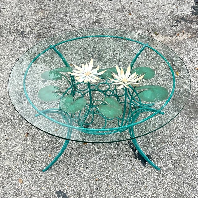 Late 20th Century Vintage Boho Signed Curtis Jere Lily Pad Coffee Table ...