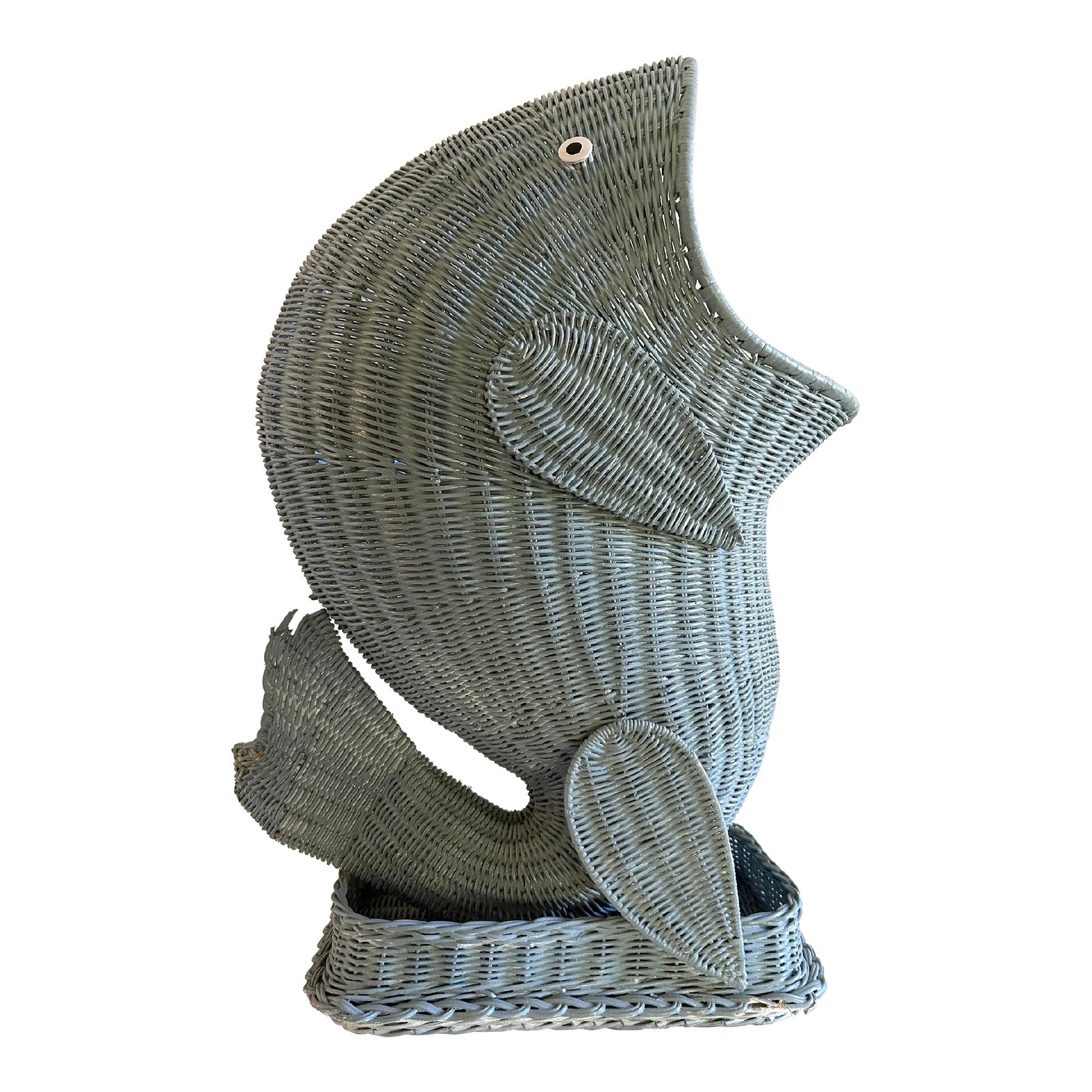 Vintage Wicker Regency Whale Basket Plant Stand Nautical Coastal | Chairish