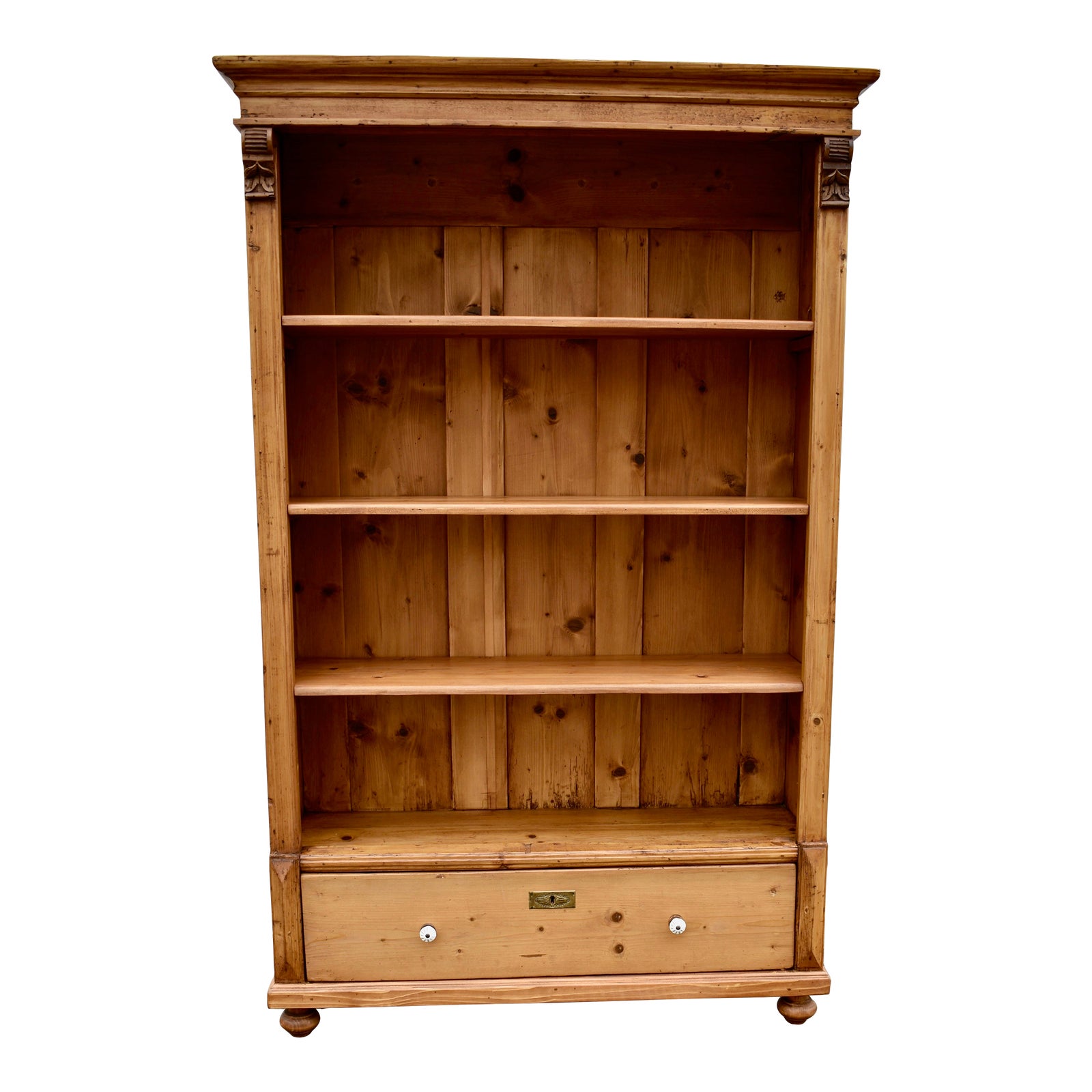 Vintage Pine Open Bookcase From Armoire | Chairish