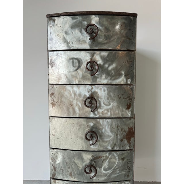 80's Postmodern Memphis - Style Brushed Metal Tall Six Drawer Chest ...