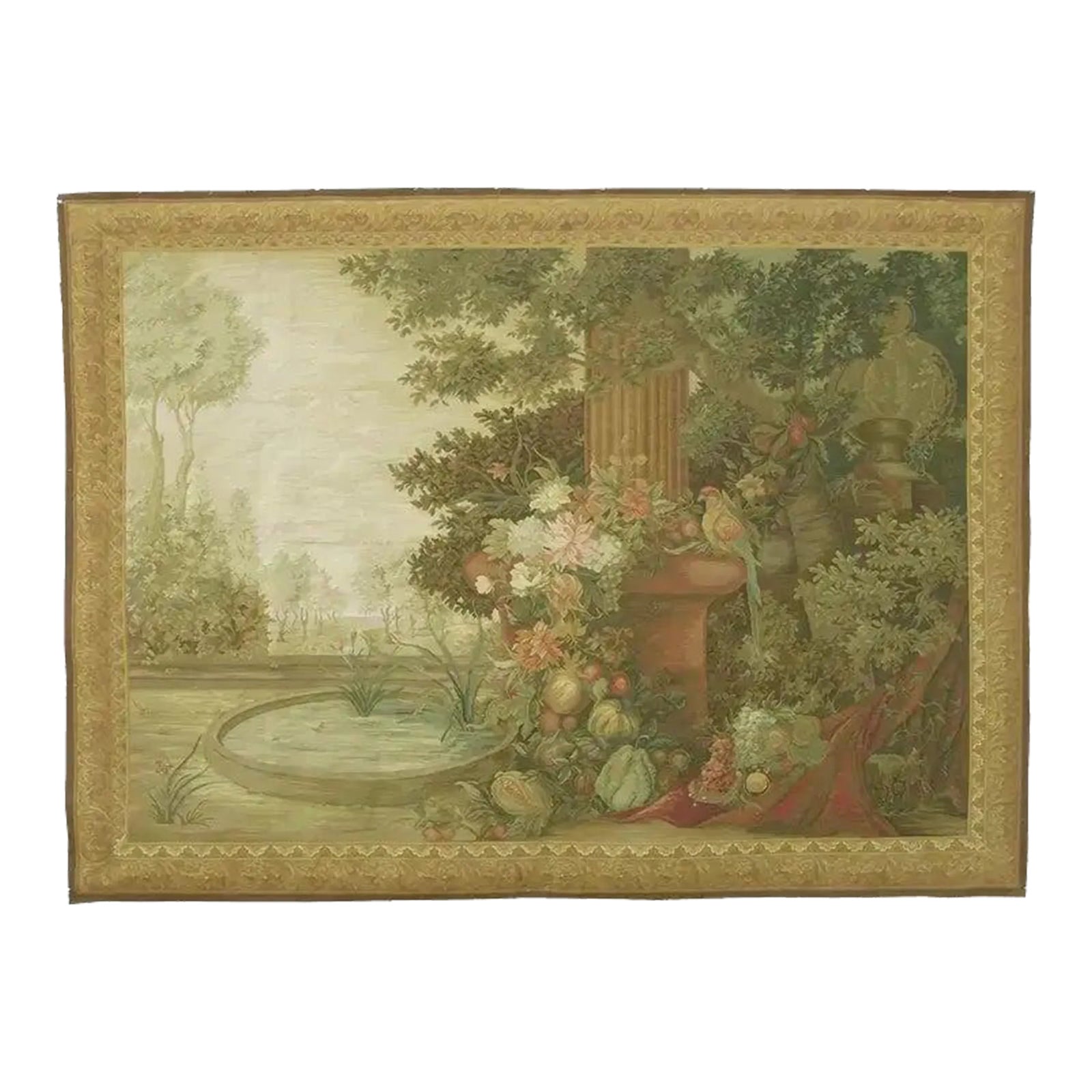 Vintage Woven Floral Scene Tapestry | Chairish