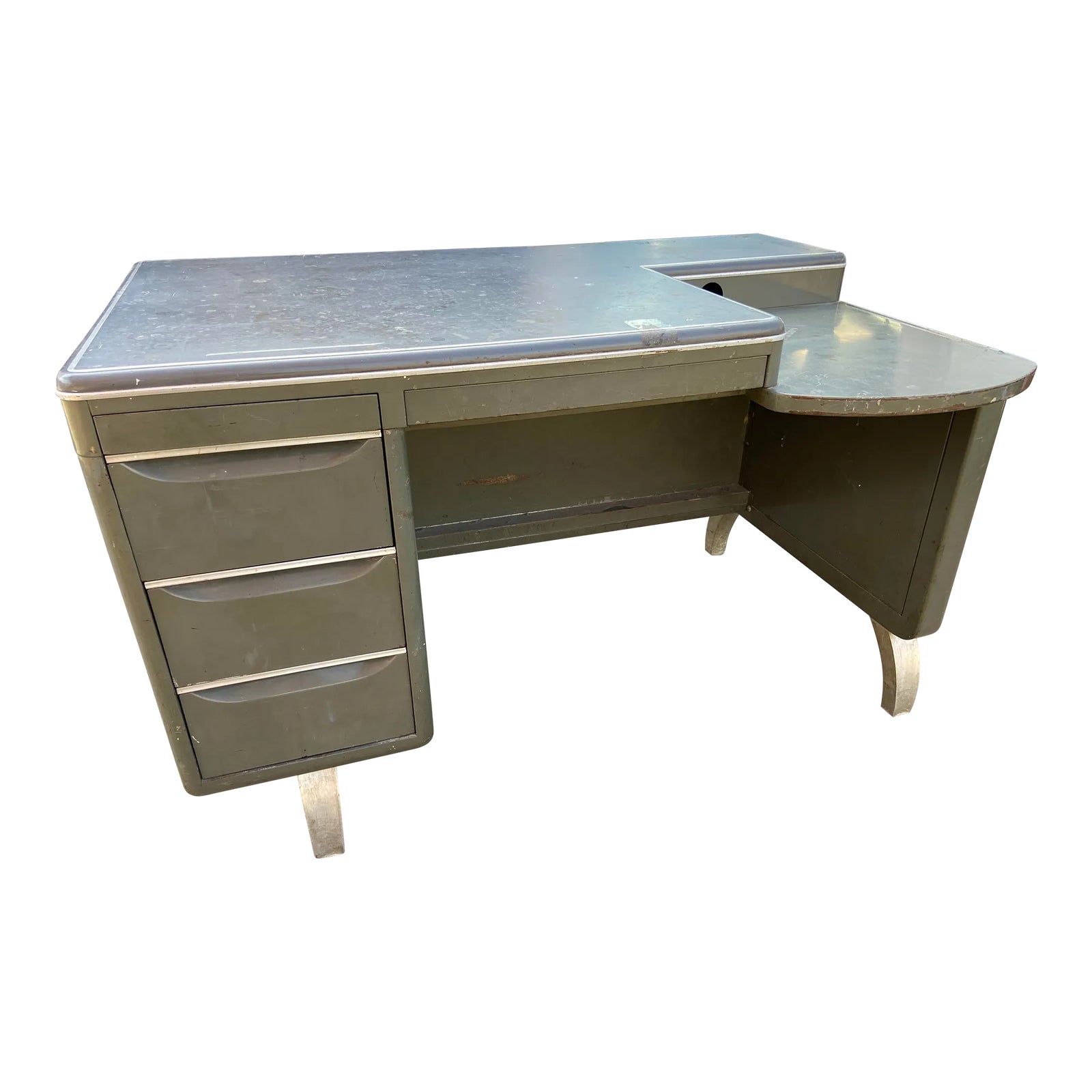1950s General Fireproofing Company Vintage Metal Tanker Desk | Chairish