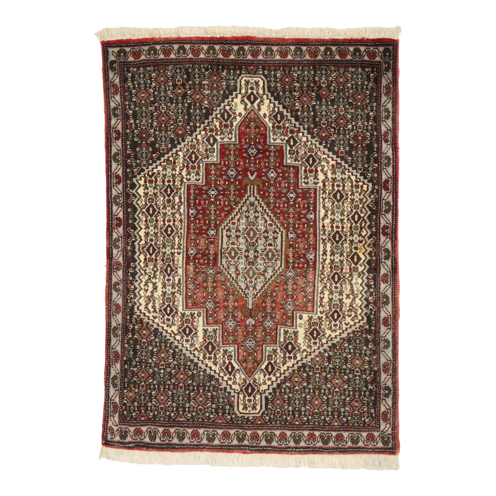 Vintage Persian Sanadaj Accent Rug - 02'05 X 03'05 | Chairish