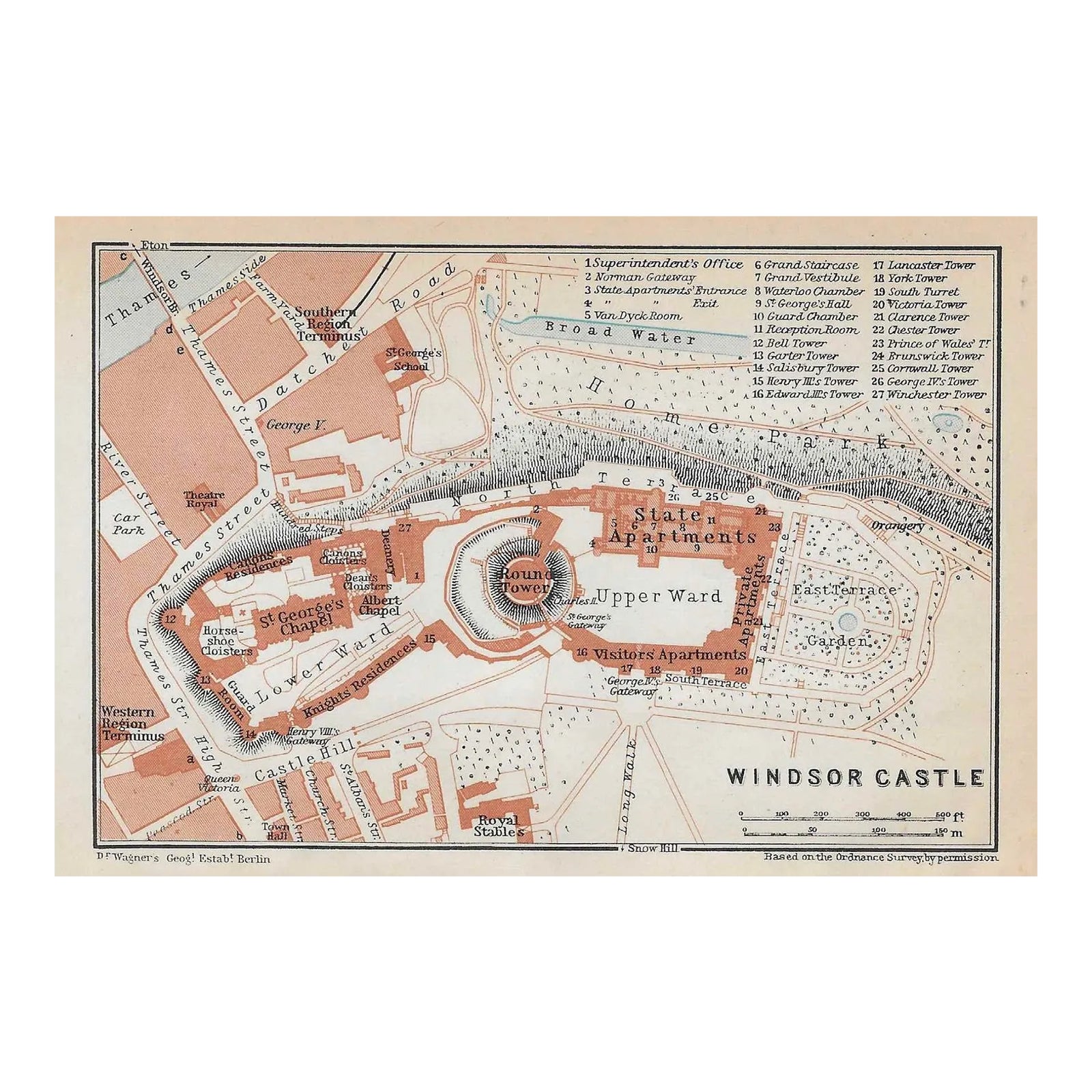1930s Vintage Map of Windsor Castle London | Chairish