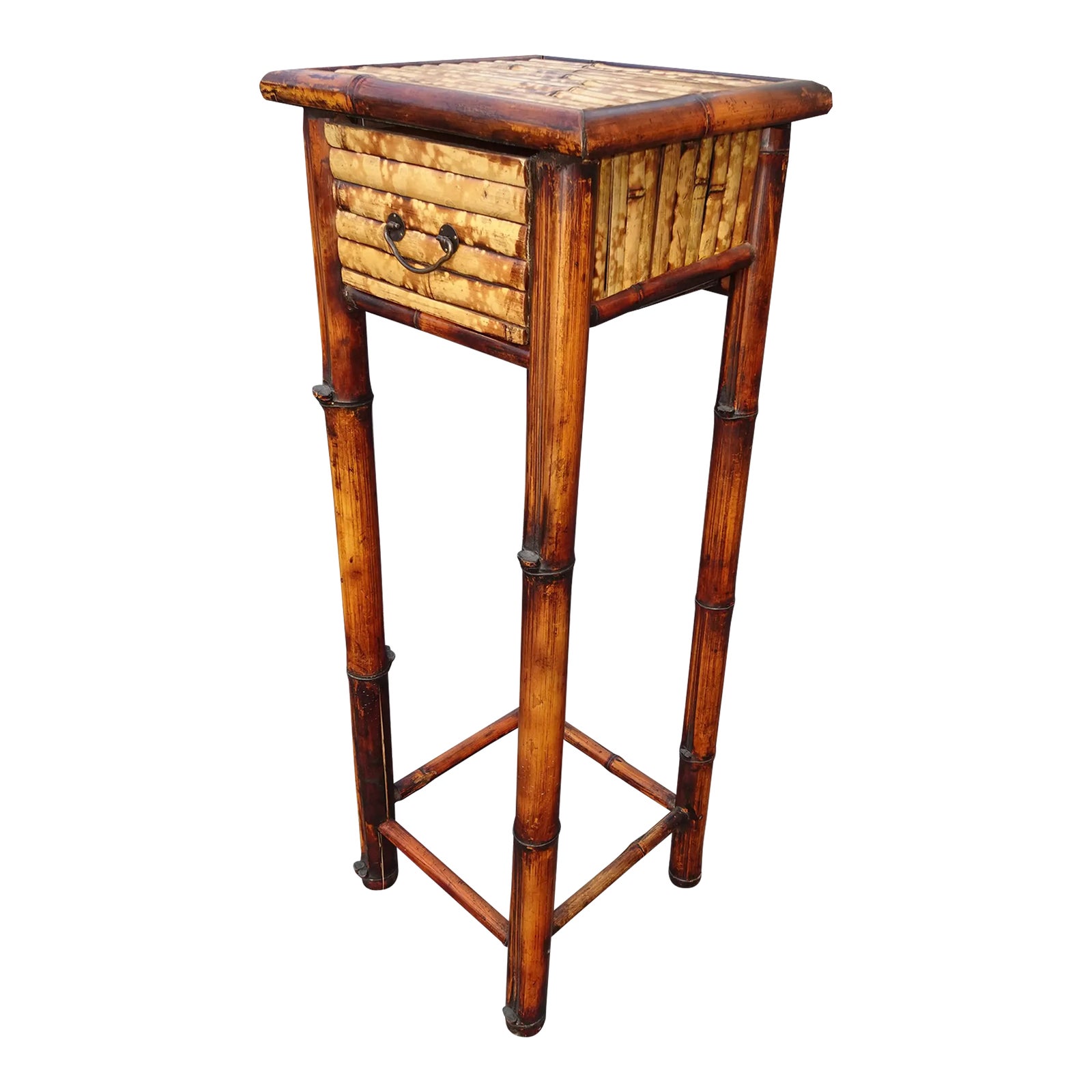 Vintage French Counry Bamboo Rattan Plant Stand ~ Side Table With a ...