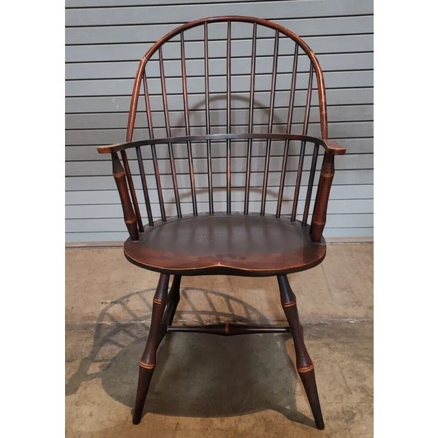 David T. Smith Sack Back Windsor Arm Chair Bench Made Black Crackle ...