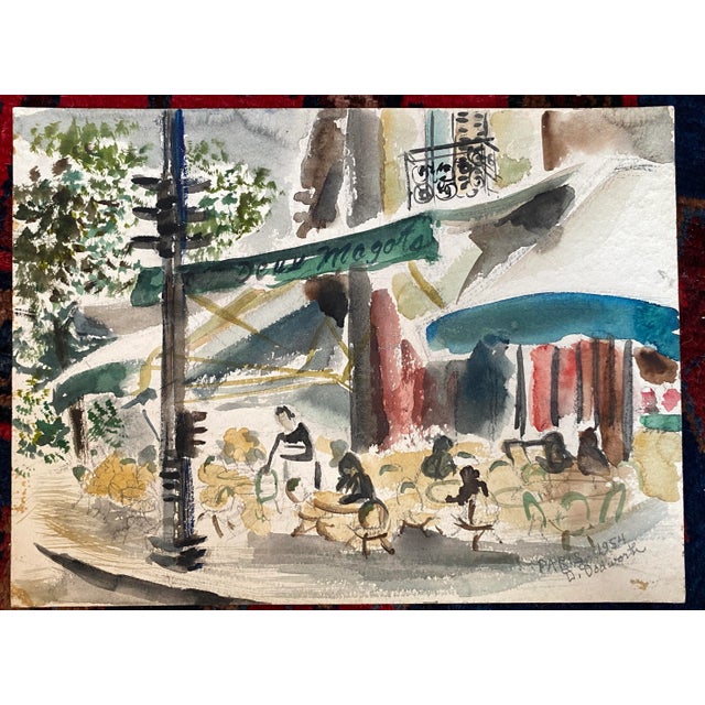 1954 Dorothy Dodworth Scullin Paris Cafe Watercolor | Chairish