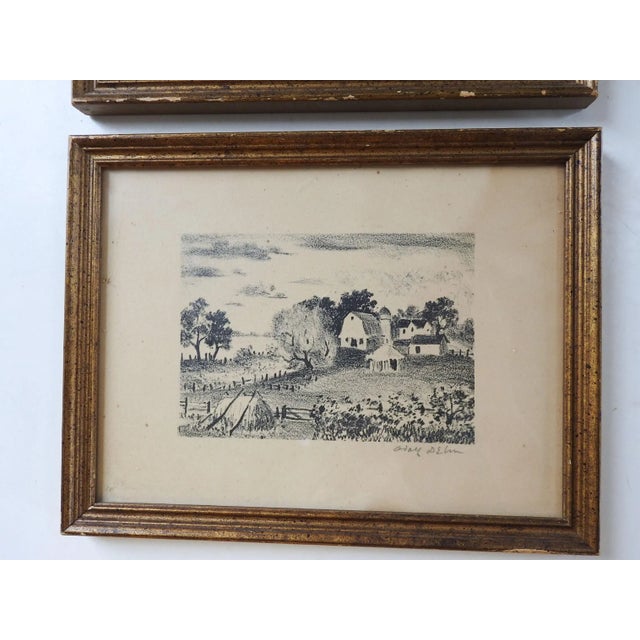 Small Vintage 1940's Pastoral Lithographs - a Pair | Chairish
