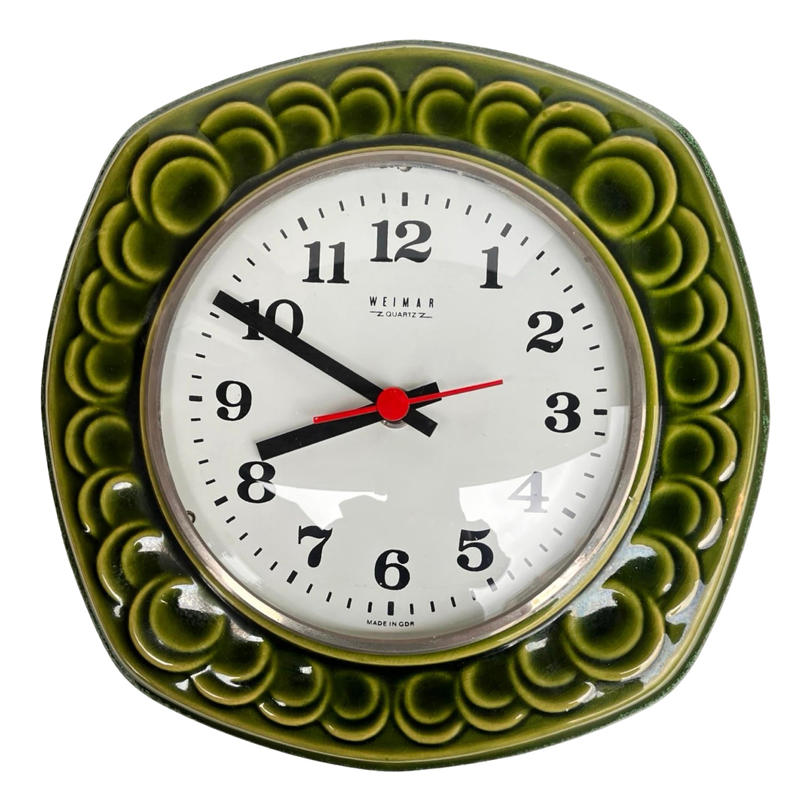 Ceramic Green Wall Clock Weimar, Germany (Gdr) – 1970s | Chairish