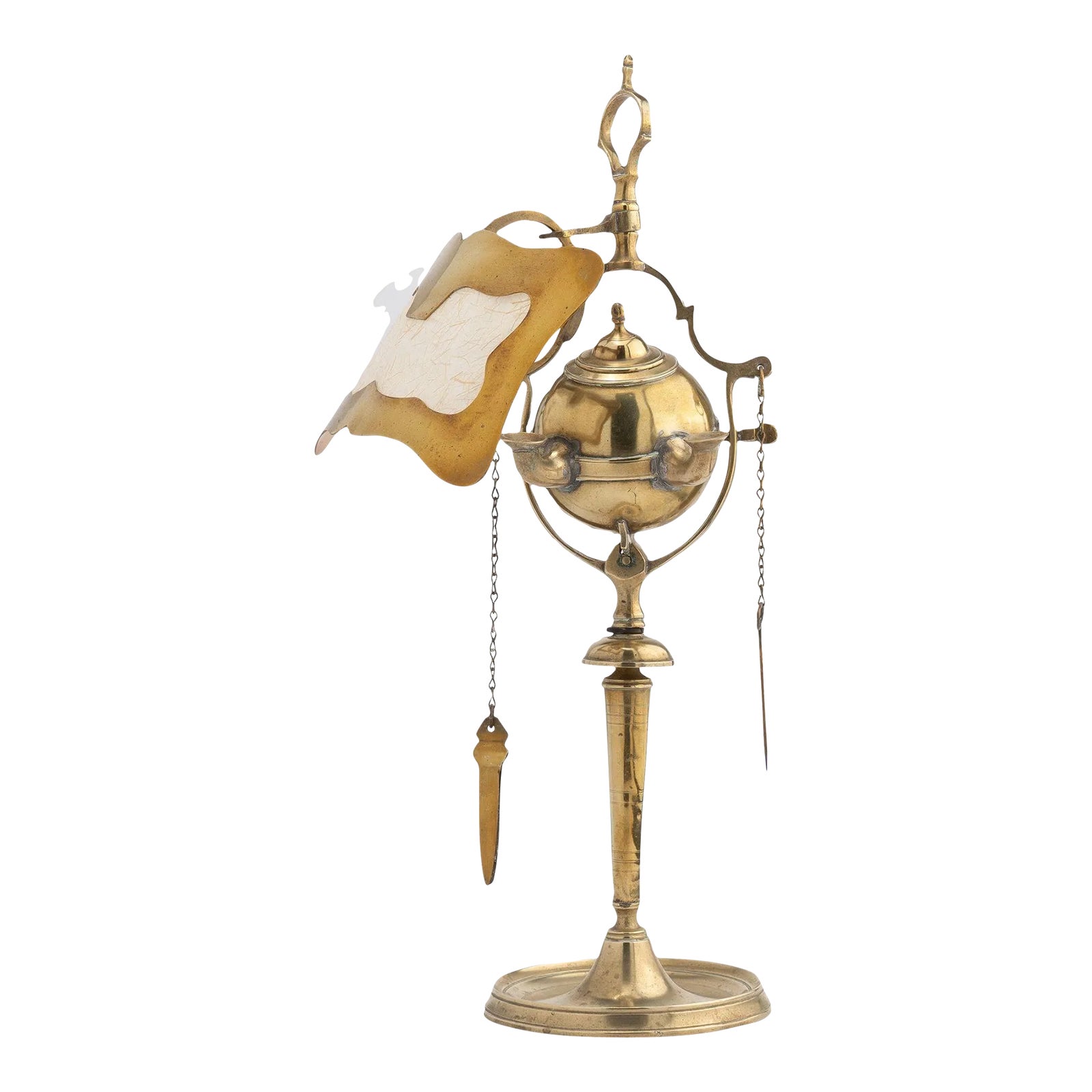 Italian Cast Brass Lucerne Two Burner Oil Lamp With Deflector, 1800 ...