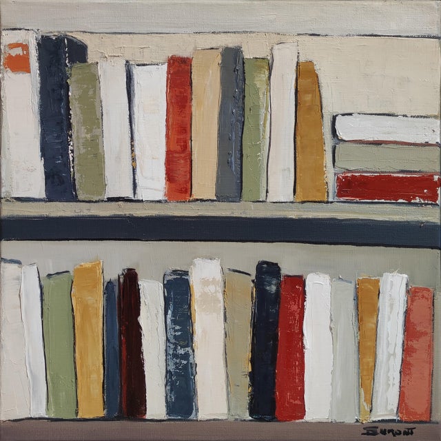 The Art of Books, Abstract Library, Oil on Canvas, Geometric, Modern ...