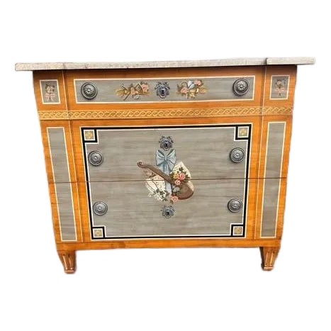 Drexel Heritage Neoclassical Hand-Painted Chest With Faux Marble Top ...