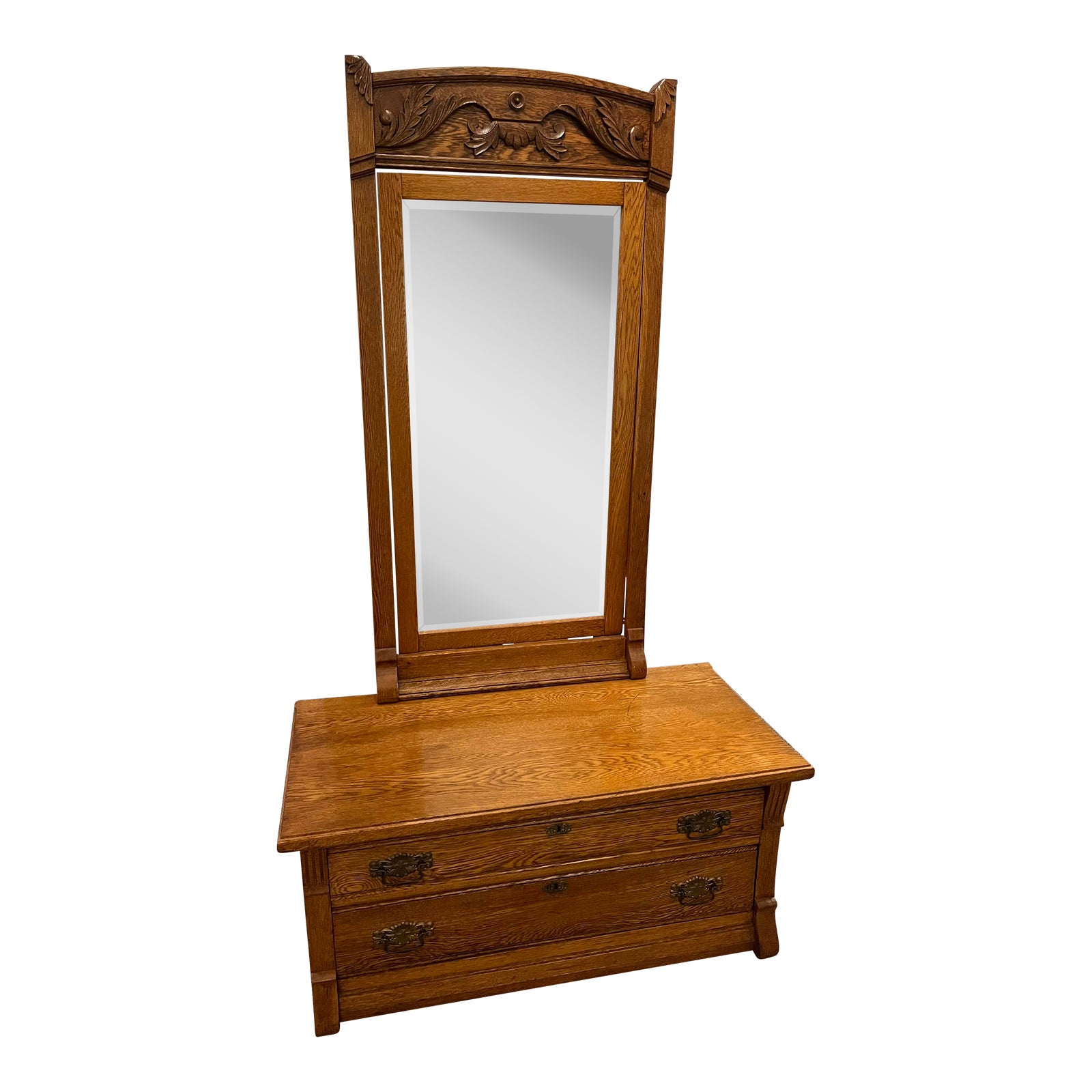 Late 19th Century Antique Victorian Oak Princess Chest | Chairish